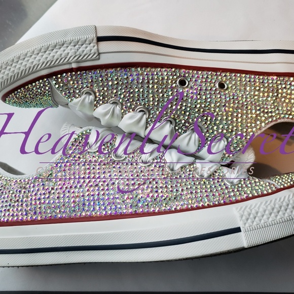 Converse | Shoes | Custom Blinged Low Top Classic White Converse | Poshmark